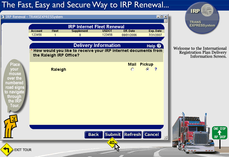 NORTH CAROLINA DMV - TRANSEXPRESSystem - IRP RENEWAL VIRTUAL TOUR